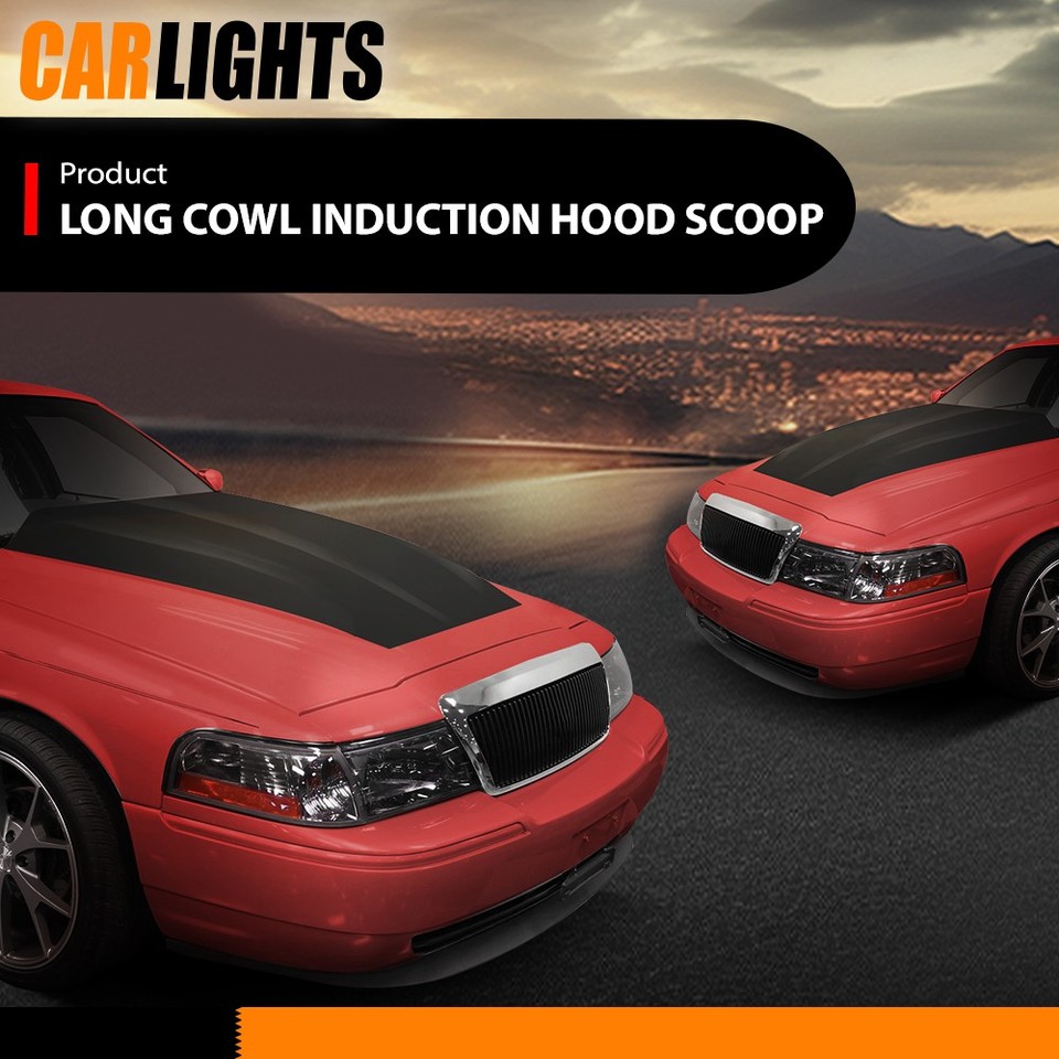 38" L x 4 ½" H x 27" W Long Black Plastic Cowl Induction Scoop Hood SC ...