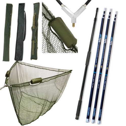 50" INCH CARP FISHING NGT LANDING NET 2M HANDLE STINK BAG 3M 4M 5M ...