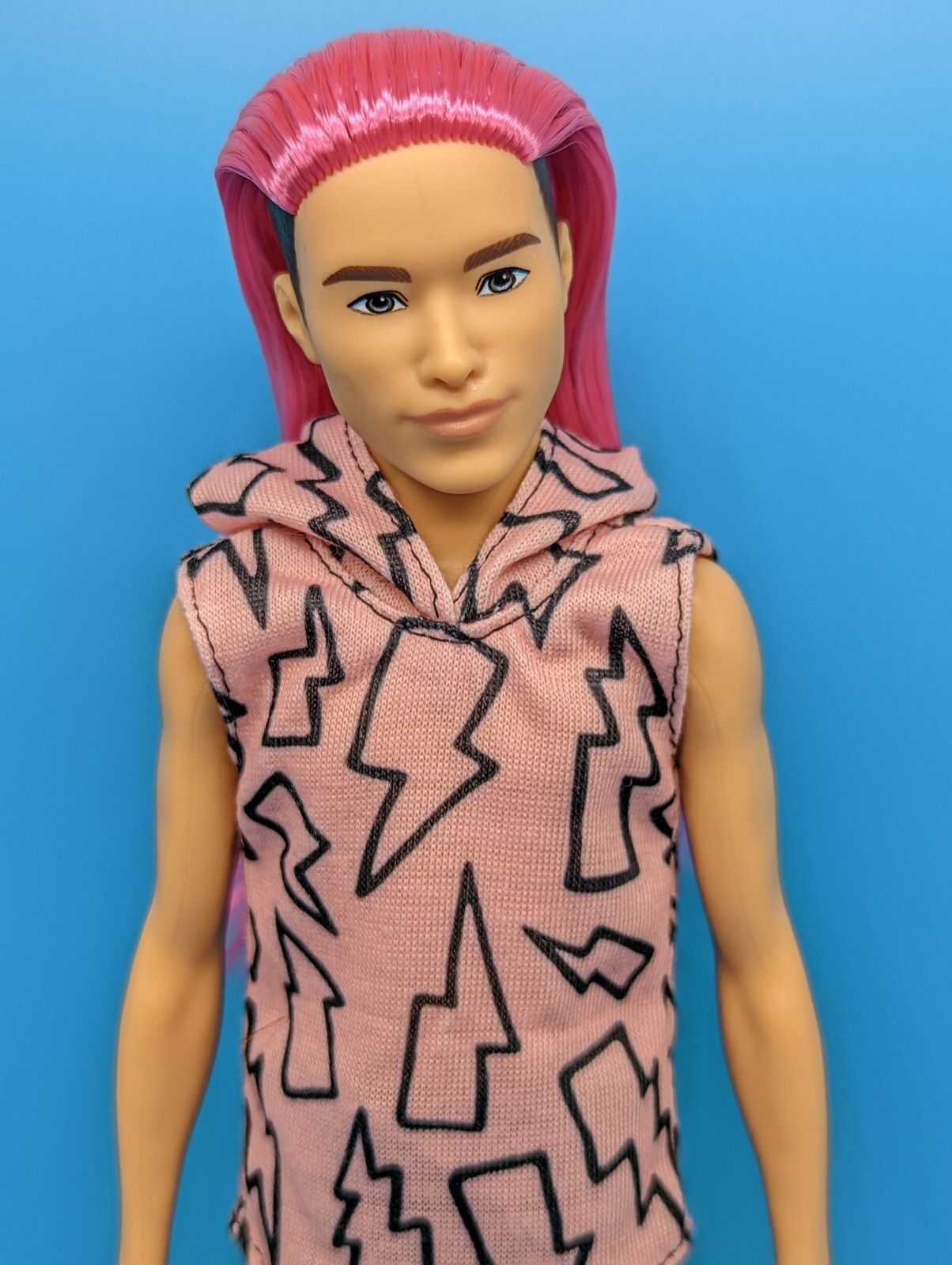 OOAK Custom Reroot Barbie Fashionista #193 Ken doll Long Pink Hair ...