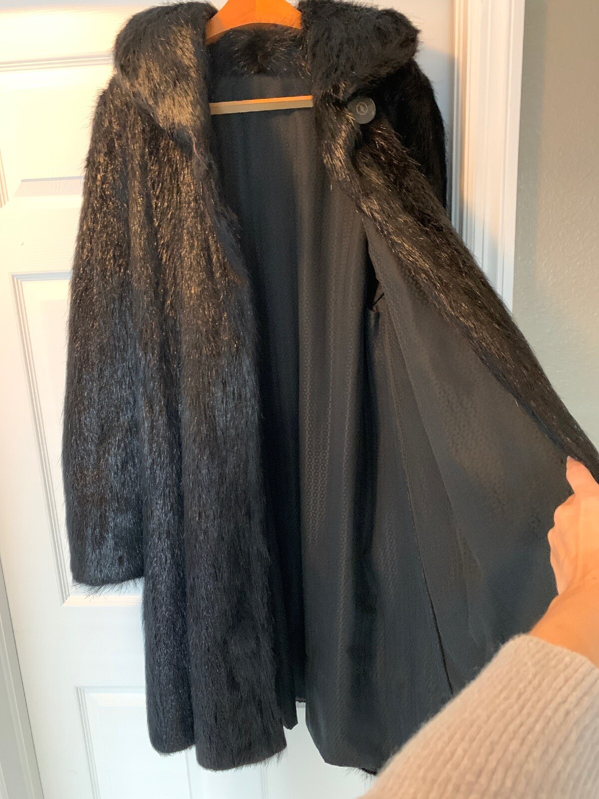 Golden Nutria Great Quality Genuine Black Nutria Fur Coat sz XL | eBay