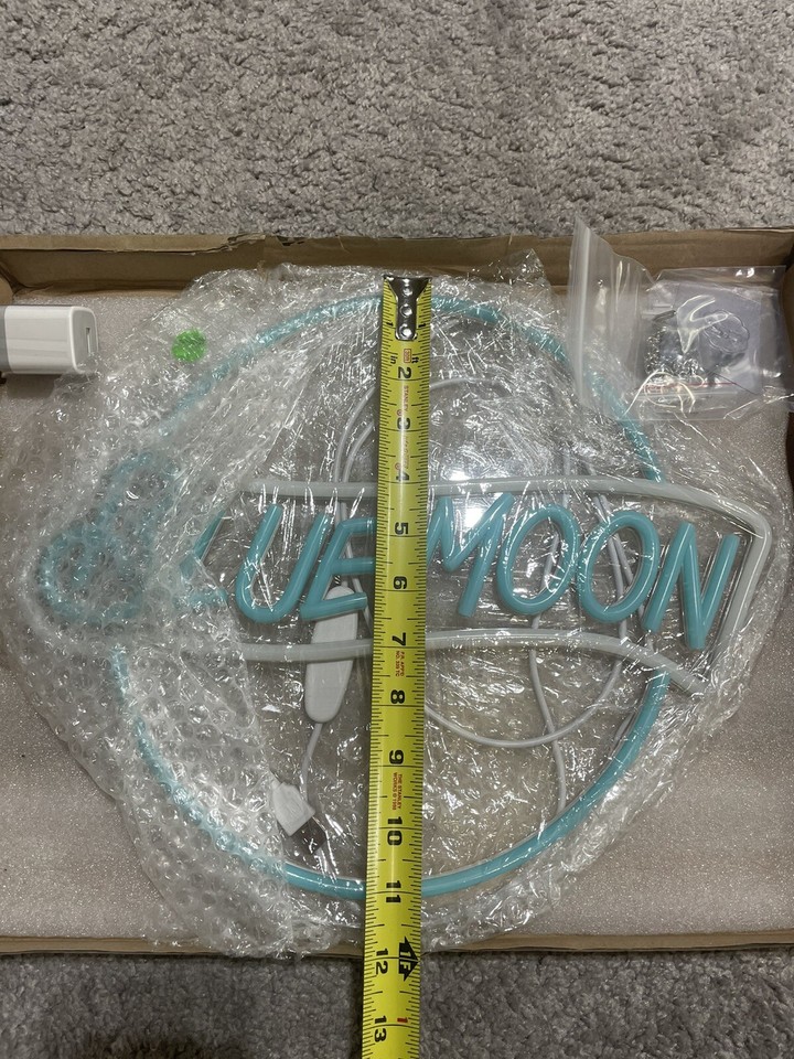 Blue Moon Neon Sign LED Neon Beer Bar Sign Cave Party Home Decor 12.2 ...