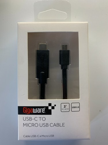 Gigaware 3-Foot USB Type C-to-Micro USB Cable RadioShack 2604619 Ships ...