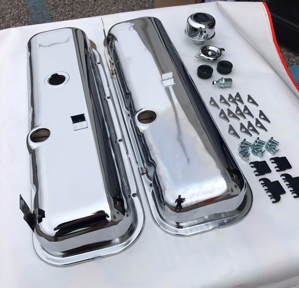 65-72 Chrome CHEATER Valve Covers BBC 396 427 454 KIT 40 PC KIT Fits ...