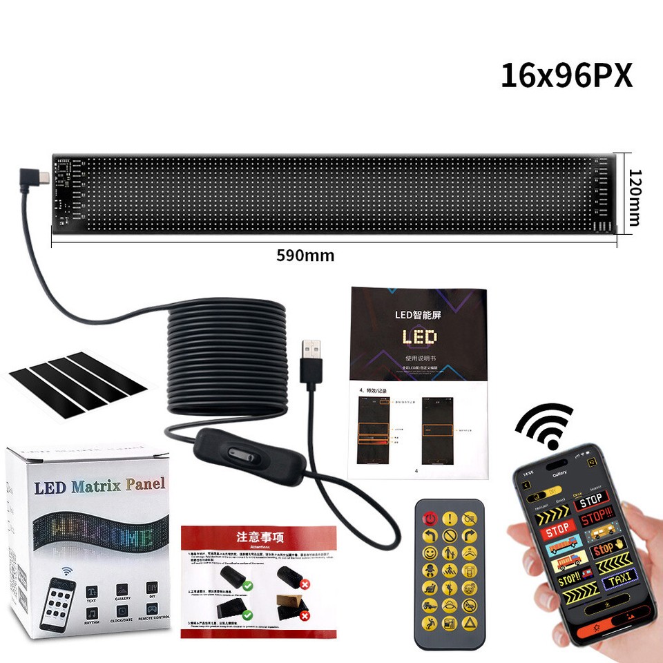 LED Matrix Pixel Panel Scrolling Bright Advertising Sign USB 5V ...