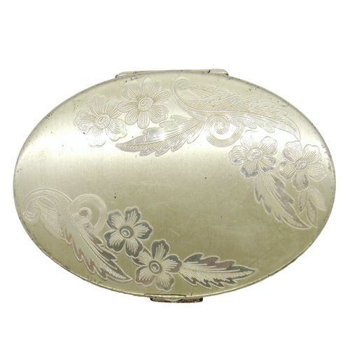VINTAGE ELGIN AMERICAN STERLING SILVER FLORAL NO MONO COMPACT POWDER ...