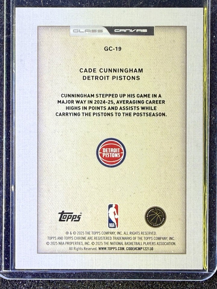 2025-26 Topps Chrome Cade Cunningham Glass Canvas SSP Case Hit Detroit ...