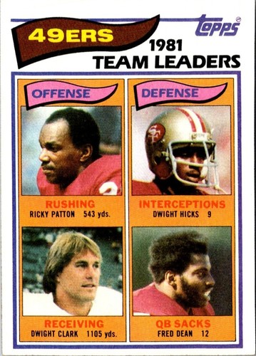 1982 Topps Ricky Patton/Dwight Hicks/Dwight Clark/Fred Dean Football ...