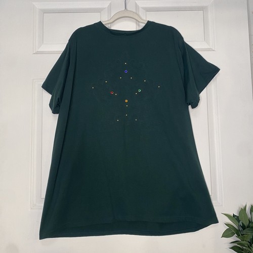 Vintage Kavio Designs Green Applique Embossed Texture Short Sleeve Tee ...