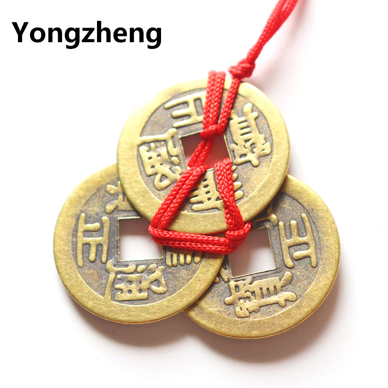 Chinese Style Vintage Feng Shui Brass Coins Charms Wealth Lucky Money ...