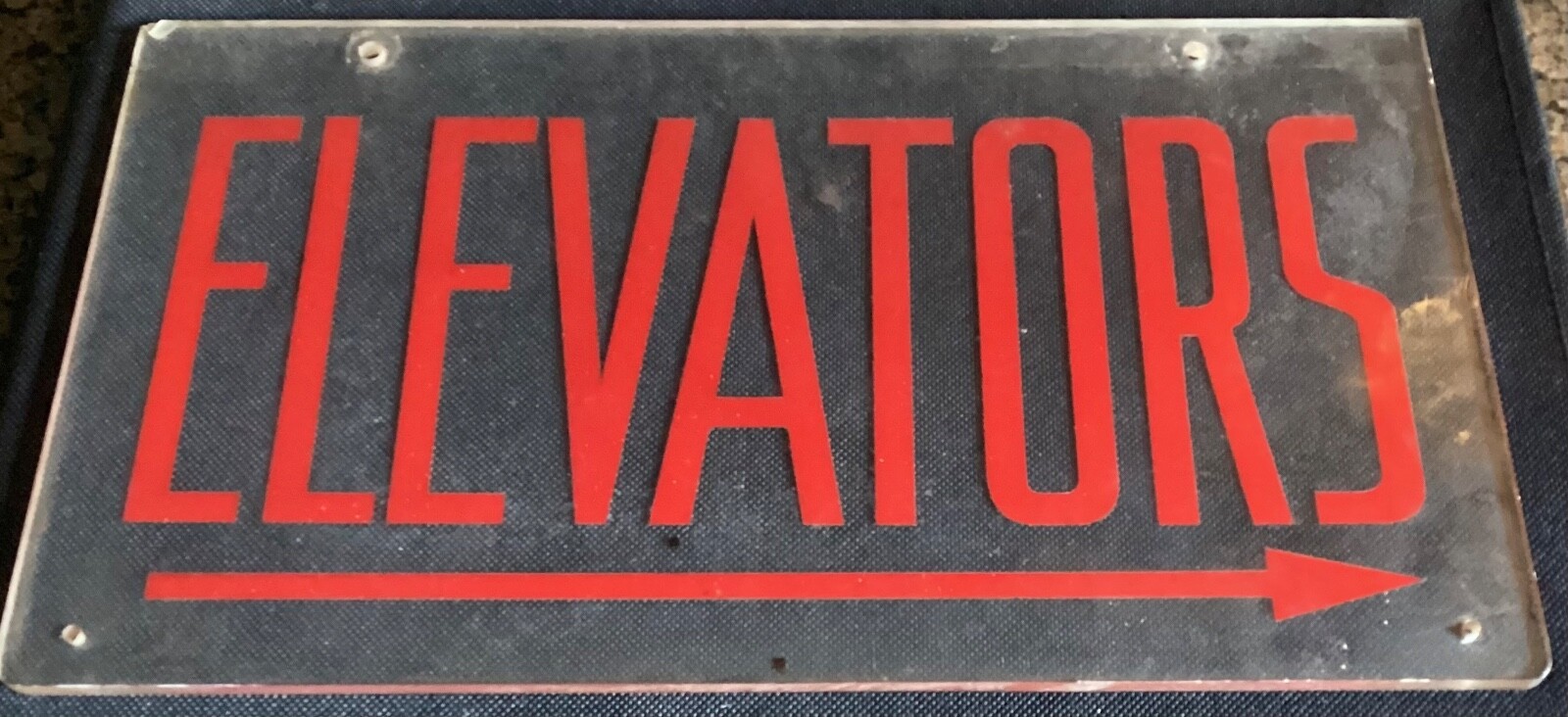 Vintage 1960s Plexiglass 14” by 8” Elevator Sign Red Letters & Arrow | eBay
