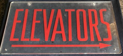 Vintage 1960s Plexiglass 14” by 8” Elevator Sign Red Letters & Arrow | eBay