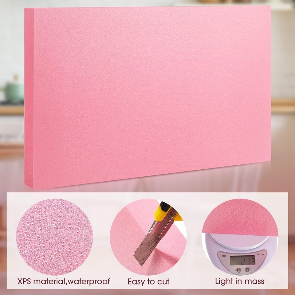 8 Pcs Pink Insulation Foam, Thick Insulating XPS Foam Board Rectangles ...