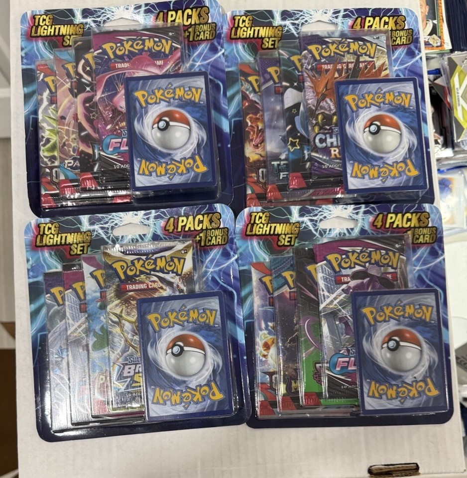 (4) Pokemon TCG Lightning Sets w/4 PACKS & Card (16 Packs) NEW ...