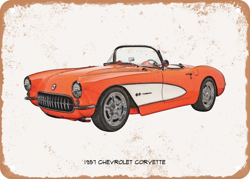 Classic Car Art - 1957 Chevrolet Corvette Pencil Sketch - Rusty Look ...