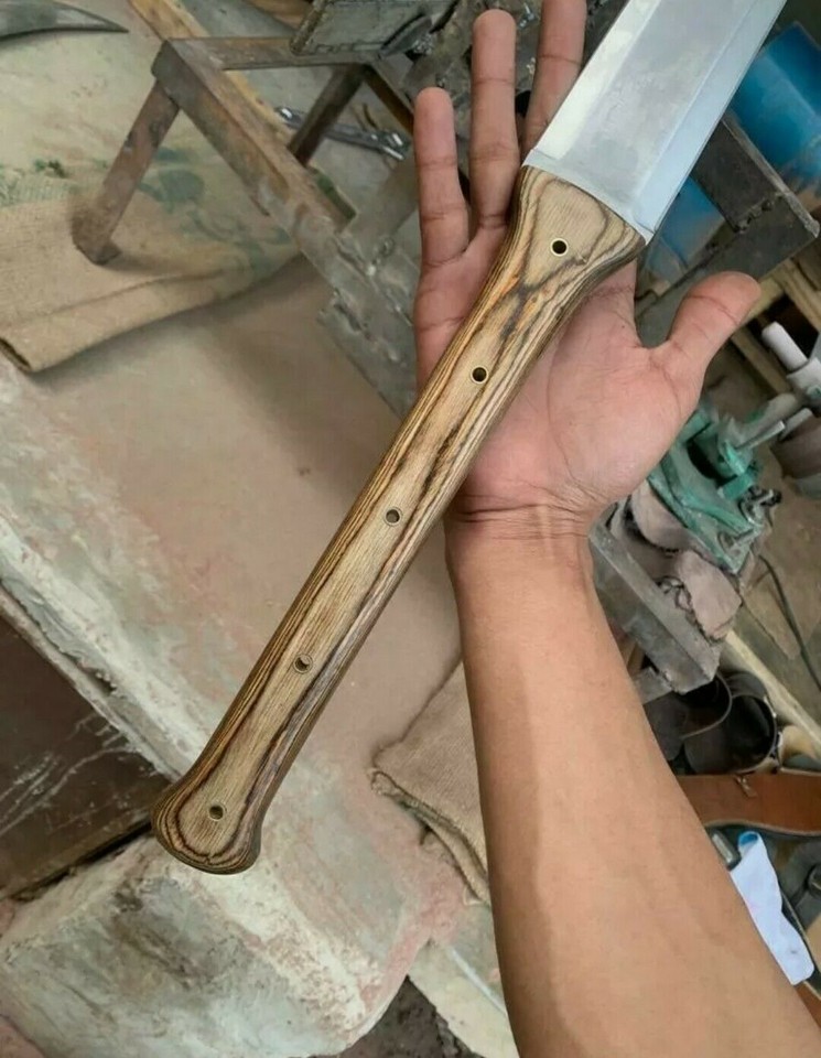 21" Custom Handmade D2 Steel Wood Broad Sword Camping Survival Hunting ...