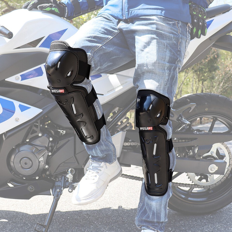 WOSAWE Motorcycle Shin Guards Knee Protector Motocross Bike Road Knee ...