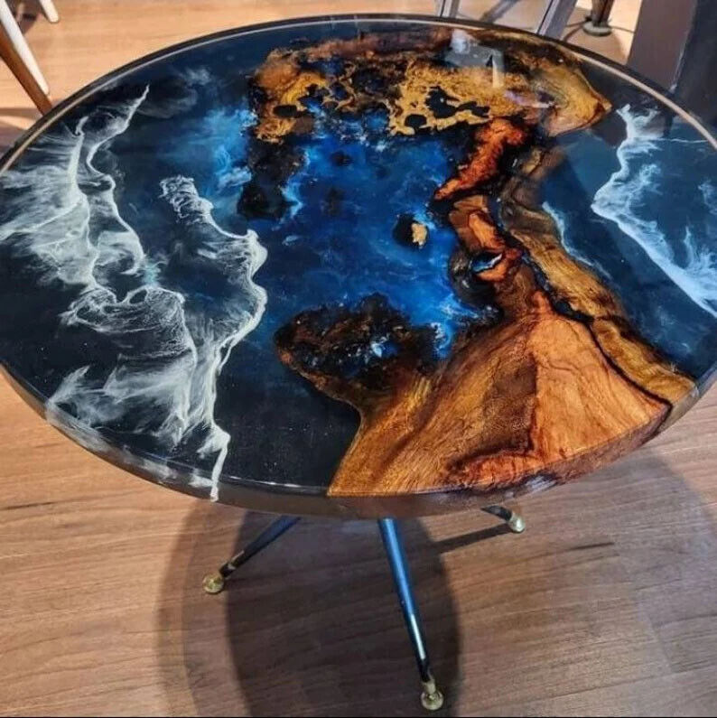 Round Ocean Wave Epoxy Resin Coffee Table For Indoor And Outdoor Decor ...