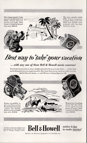 Bell & Howell Movie Film Camera Vacation Travel 1953 Magazine Print ...