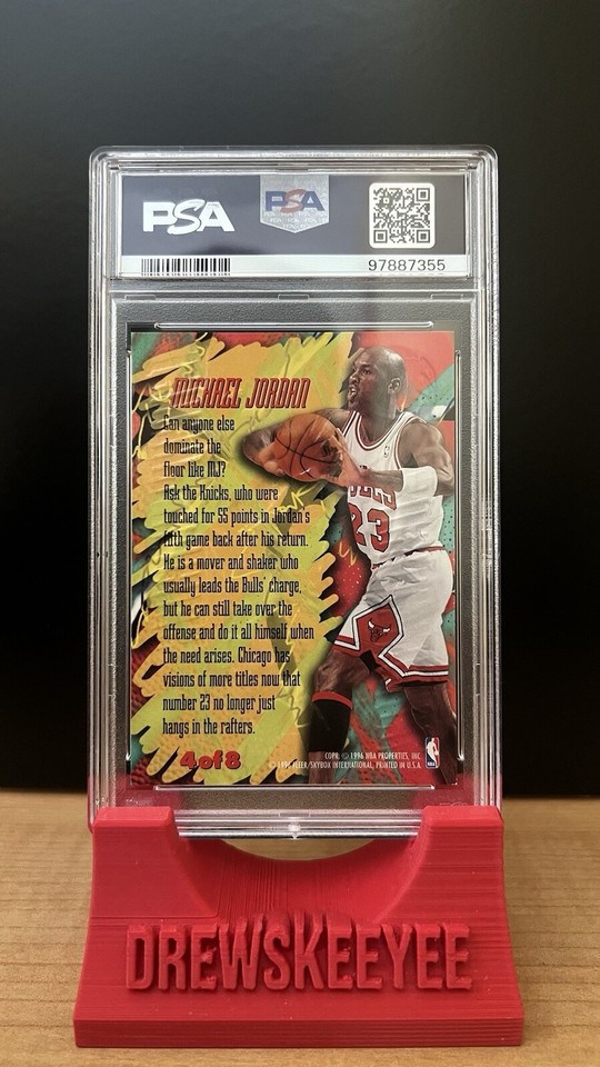 1995 METAL SCORING MAGNET #4 MICHAEL JORDAN BULLS HOF PSA 8 K4144545 ...