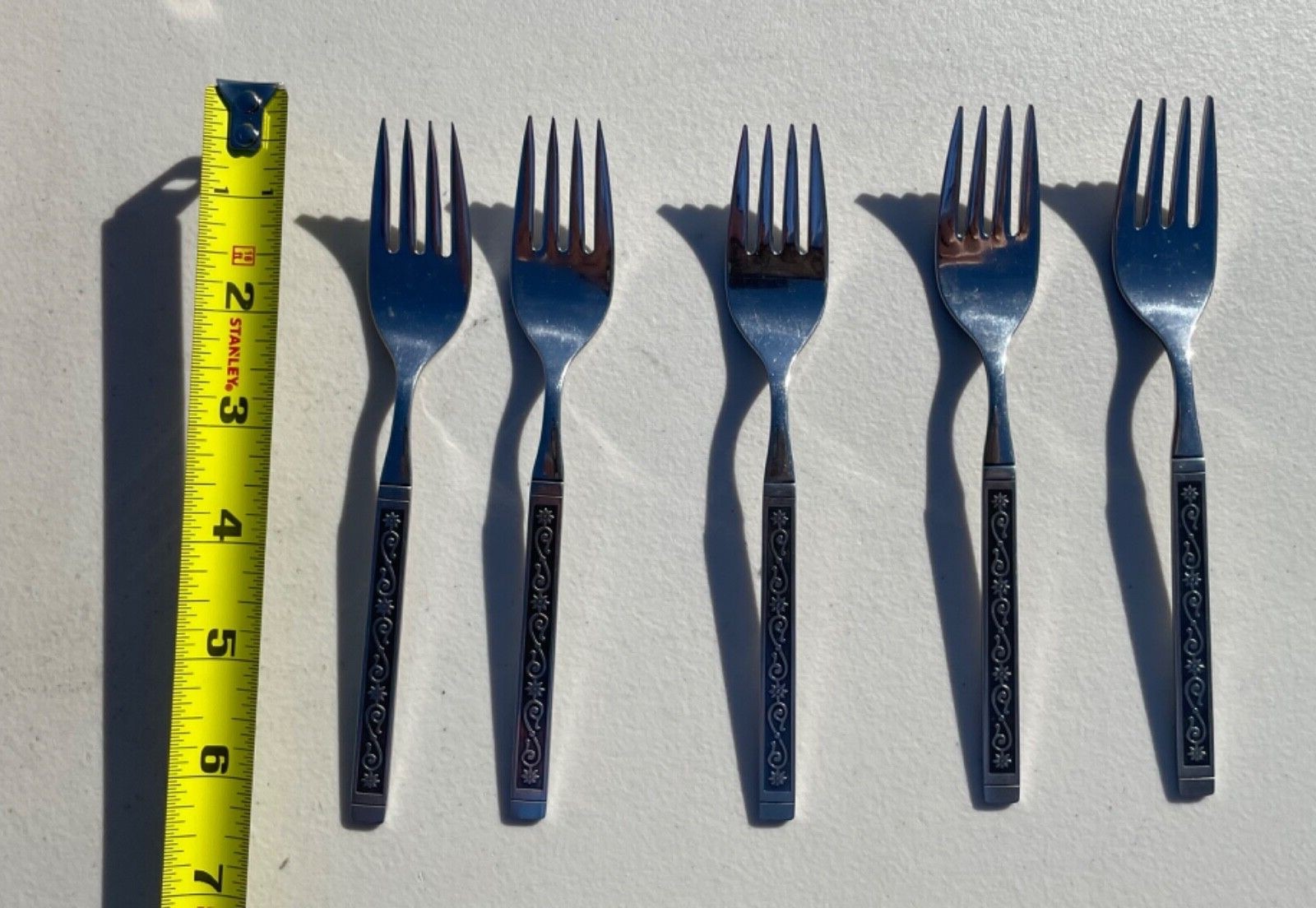 5 Salad Forks Oneida MIDNIGHT SSS Stainless Flatware Black Accent ...