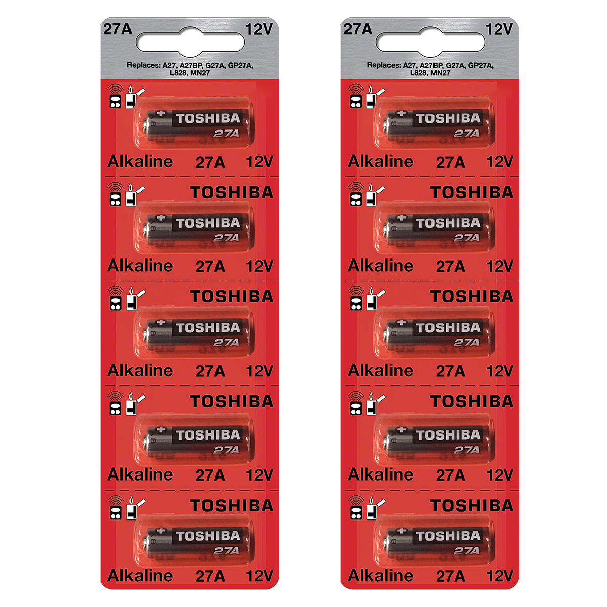 Toshiba 27A 12V Alkaline Battery 27A A27BP G27A GP27A L828 MN27 (10 ...