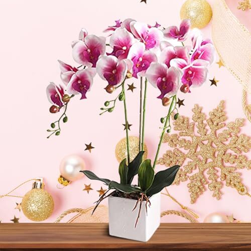 Silk Orchids Bonsai Artificial Orchid Flowers with Flower PotsFake ...