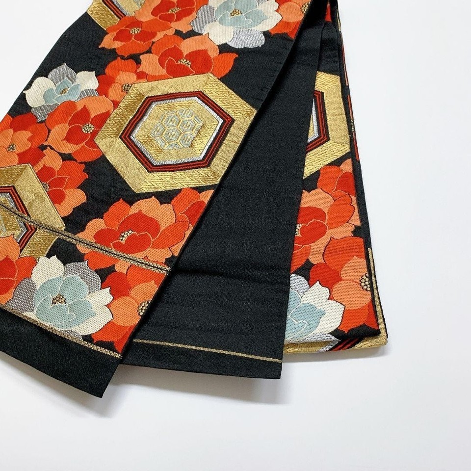 2762# Japanese Vintage Fukuro Obi Belt Kimono Fabric Silk Traditional ...