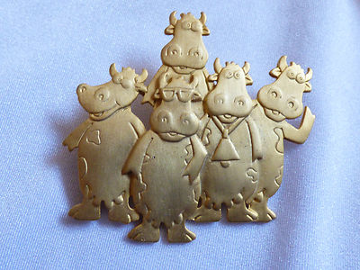 J.J. 1988 gold tone cow figurine pin brooch | eBay