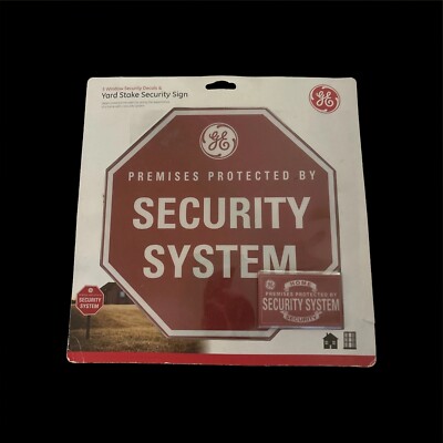 GE Security Yard Stake Sign & 5 Window Security Decals New With Sealed ...