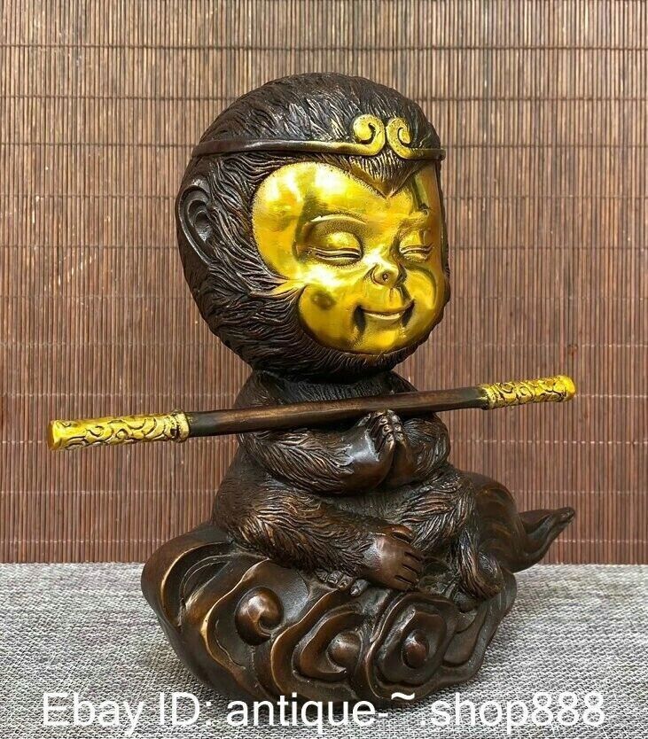 Chinese Bronze Gilt Seat West Journey Handsome Monkey King Sun Wukong ...