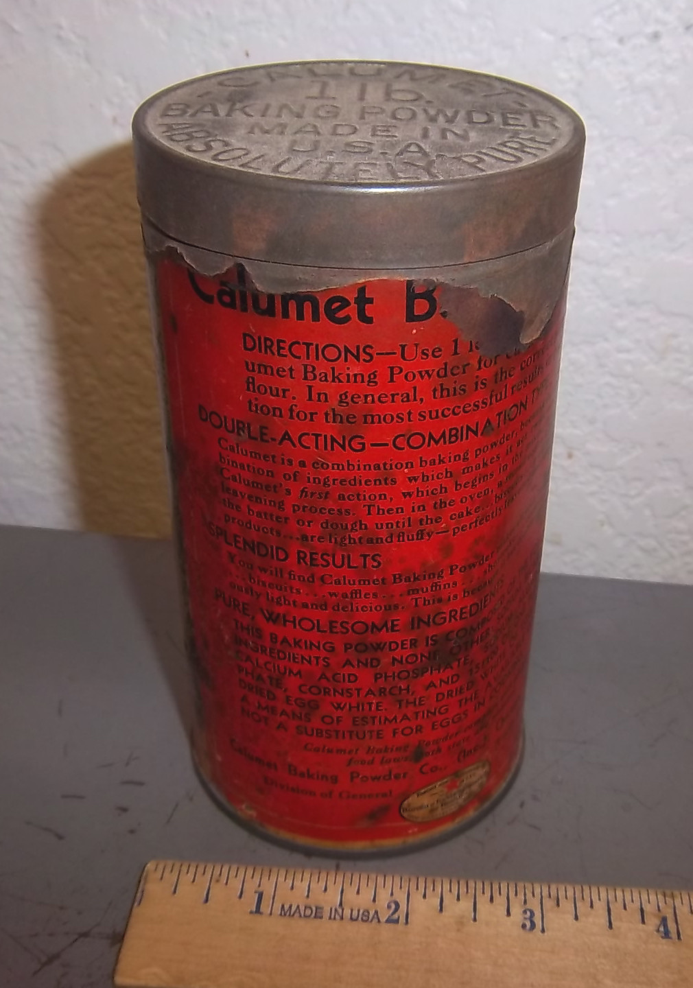 Vintage Calumet Baking Powder 1 pound tin, great colors & graphics ...
