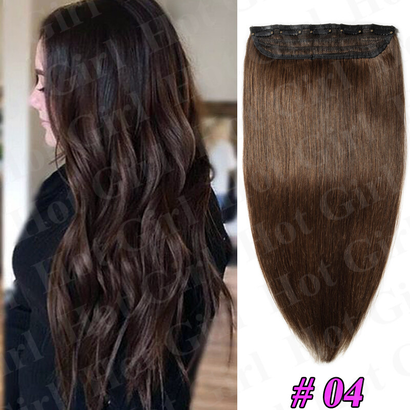 100g Real Remy Clip In Human Hair Extensions One Piece 3/4Full Head 20 ...