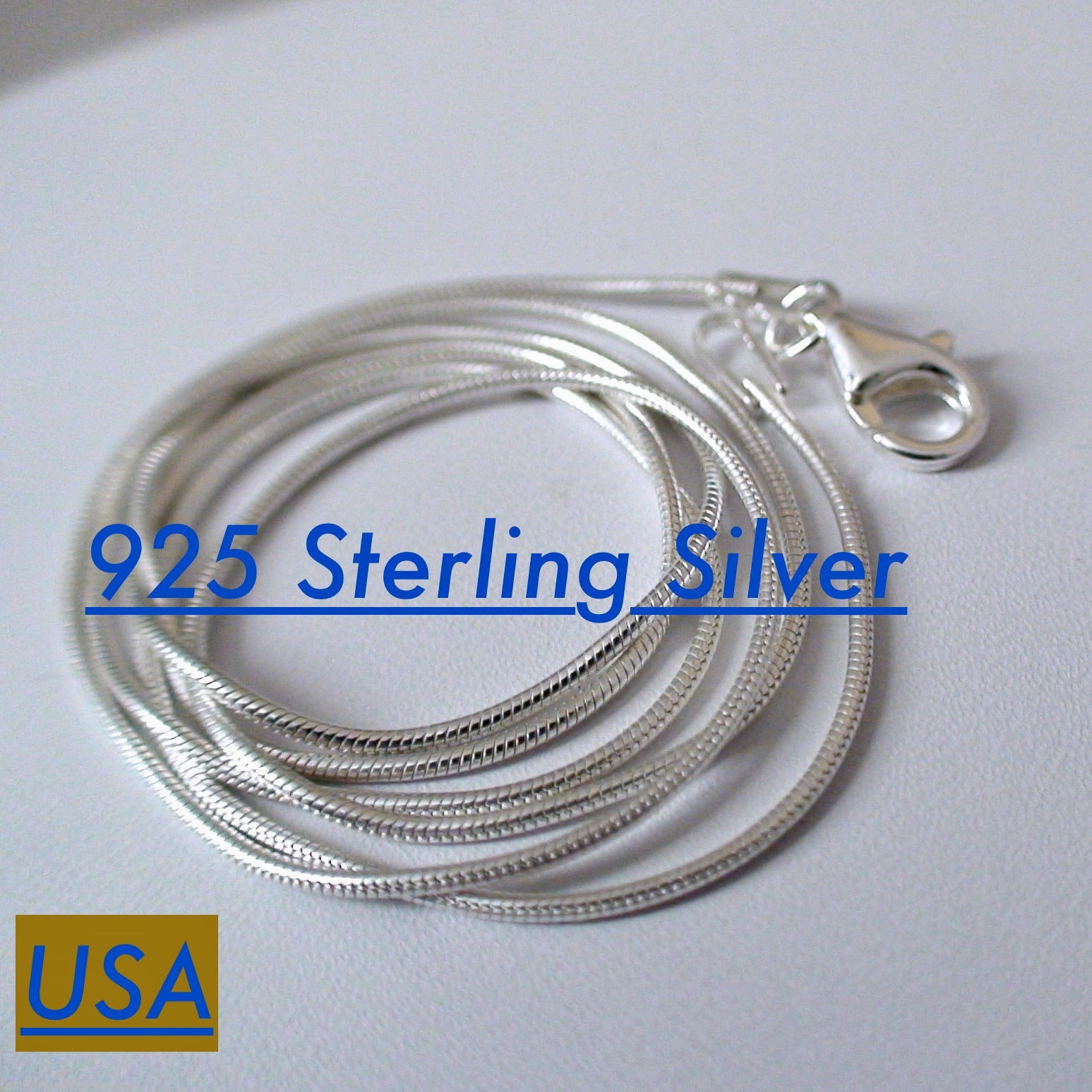 925 Sterling Silver Snake Chain Necklace .925 Italy All Sizes 1.1mm | eBay