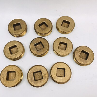LOT OF 10 SCI 2" CLEAN-OUT PLUG - SOLID BRASS COVER, SQUARE DRAIN ...