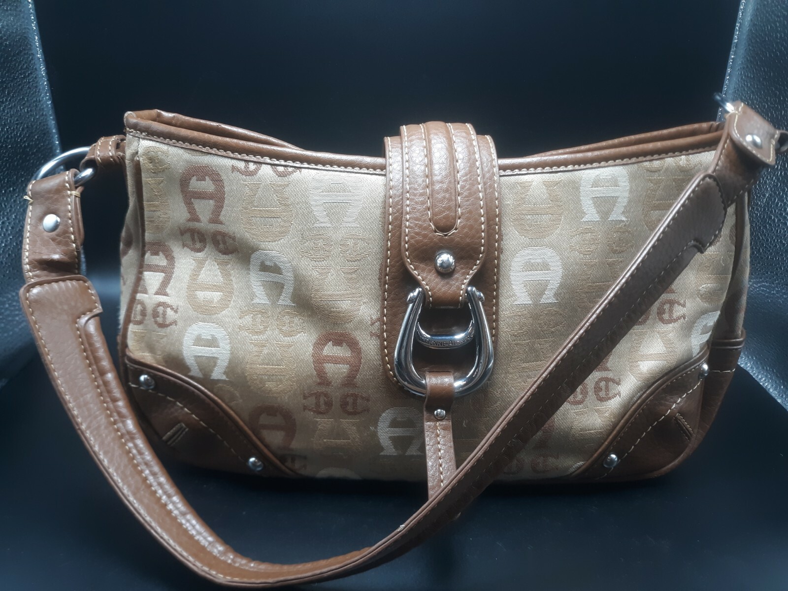 Etienne Aigner Signature Logo Canvas & Leather Brown … - Gem