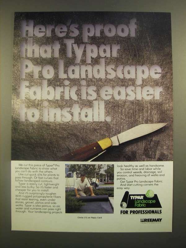 1988 Reemay Typar Landscape Fabric Ad - Here's Proof | eBay