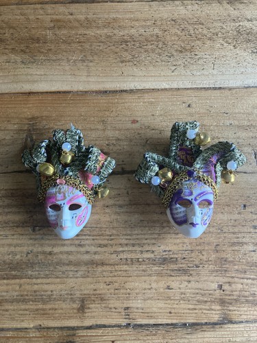 Fridge Magnet Venetian Mask Venice Italy 3D 10cm long set of 2 pink ...
