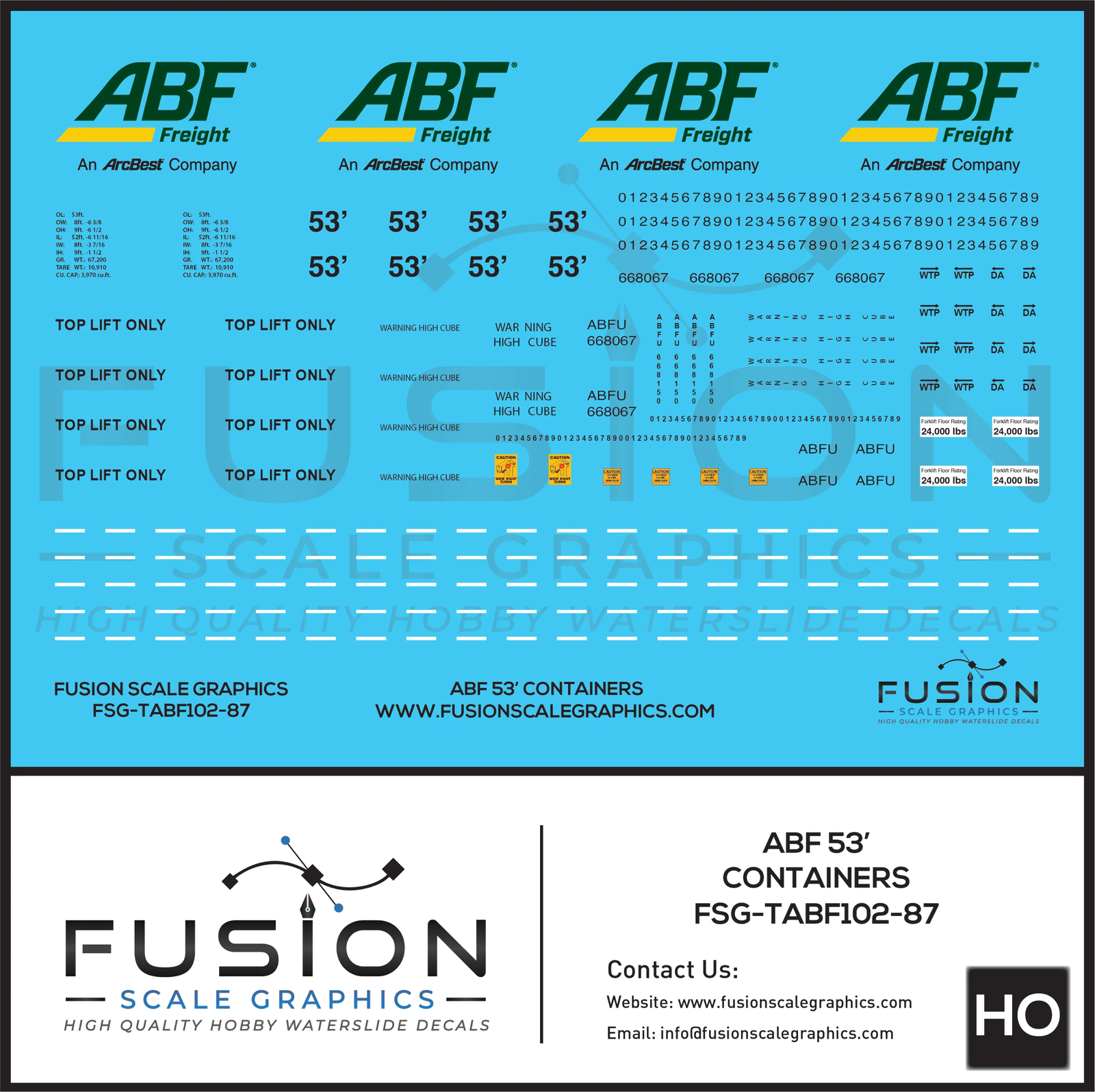 HO Scale ABF Freight Modern 53' Containers Decal Set | eBay