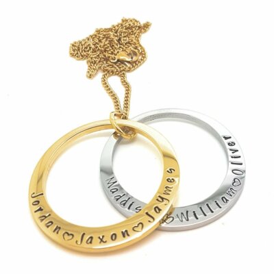 Layered Hand Stamped Two Ton Family Necklace | eBay Australia