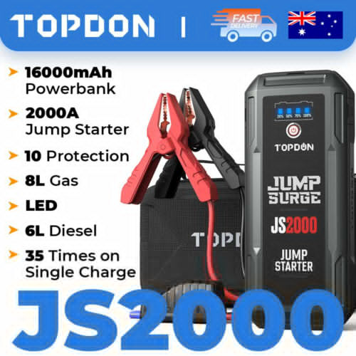 AU Jump Starter 2000A Portable 12 Volt Car Battery High Booster TOPDON JS2000 | eBay