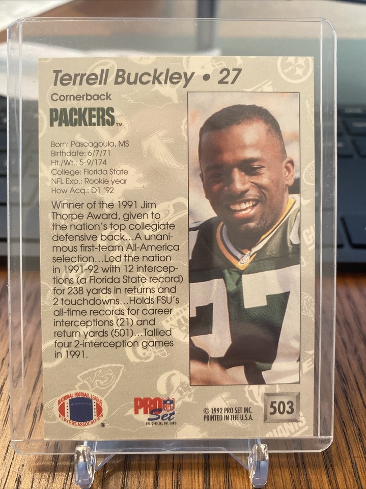 1992 Pro Set #503 Terrell Buckley - Green Bay Packers | eBay