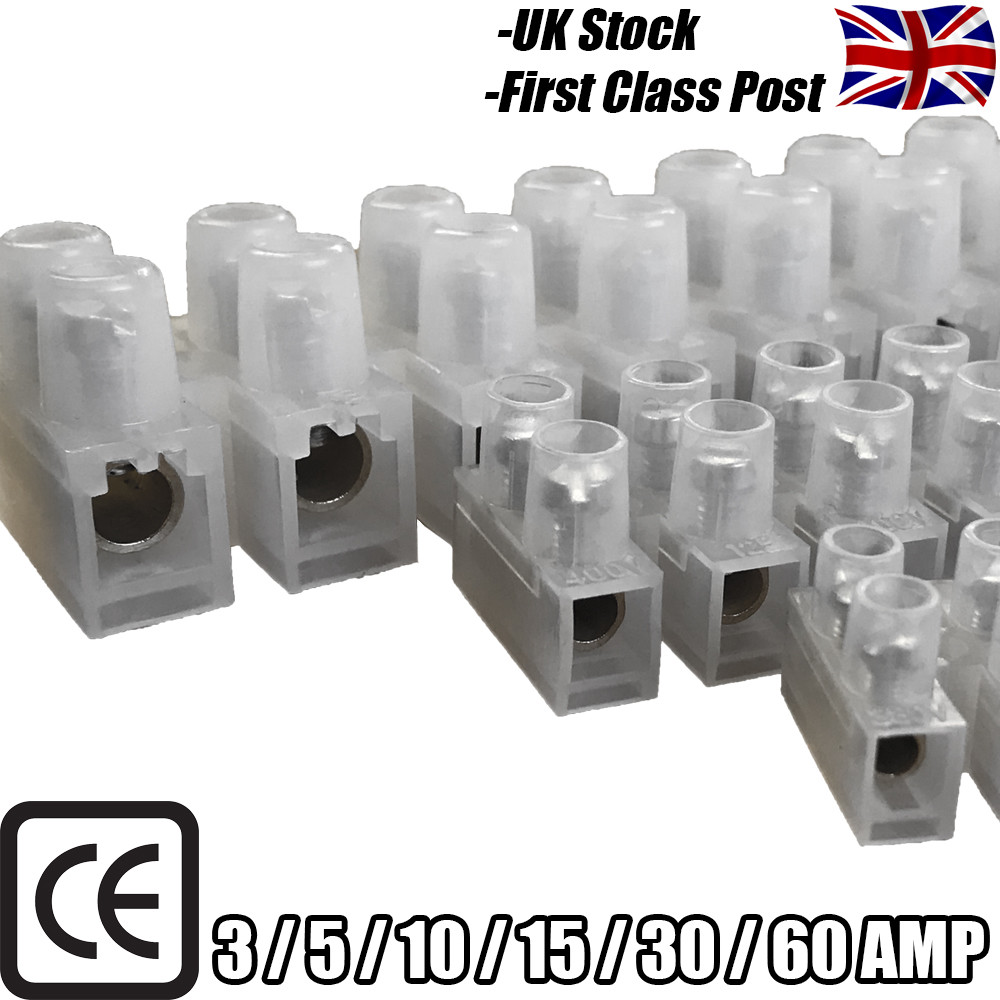 12 WAY CONNECTOR STRIP CHOC BLOCK TERMINAL 3 5 10 15 30 60 AMP ...