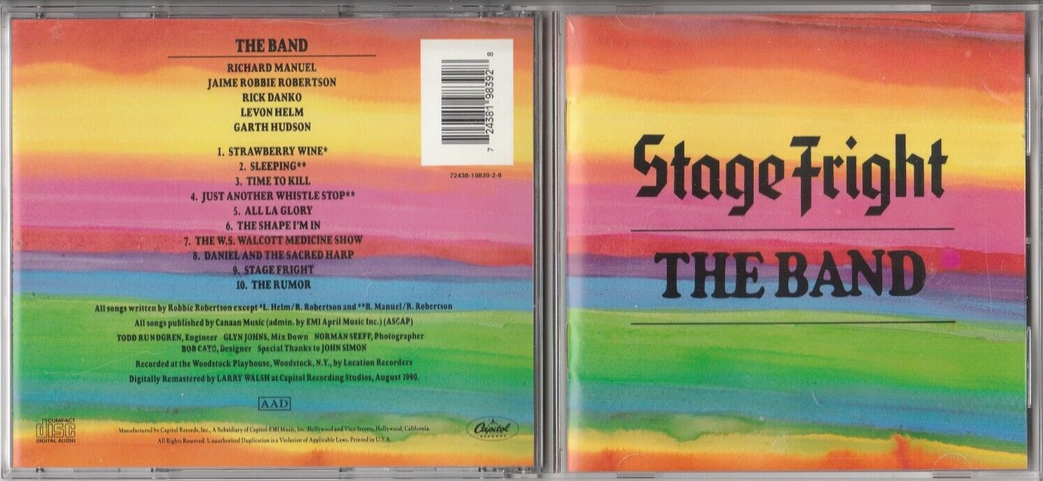 The Band : Stage Fright CD 1990 Capitol #72438-19839-2-8 1st USA CD ...