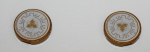 2 x Lego Pearl Gold Tile Round 2x2 ref 14769pb217 set 70661 70639 70648 ...