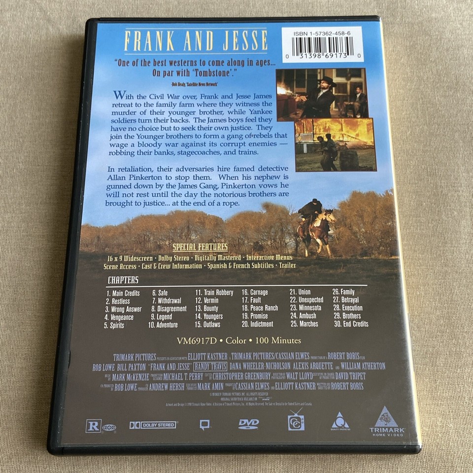 Frank And Jesse (DVD, 1994) Biography Western Rob Lowe Bill Paxton ...