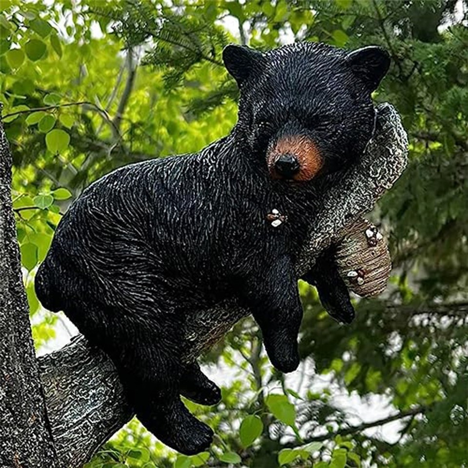 Delightful Black Bear Garden Decor Hand Painted Resin Statue for ...