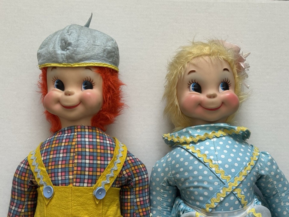 Vintage Rushton Jack Jill Rubber Face Dolls Set Of 2 Boy Girl Plush ...