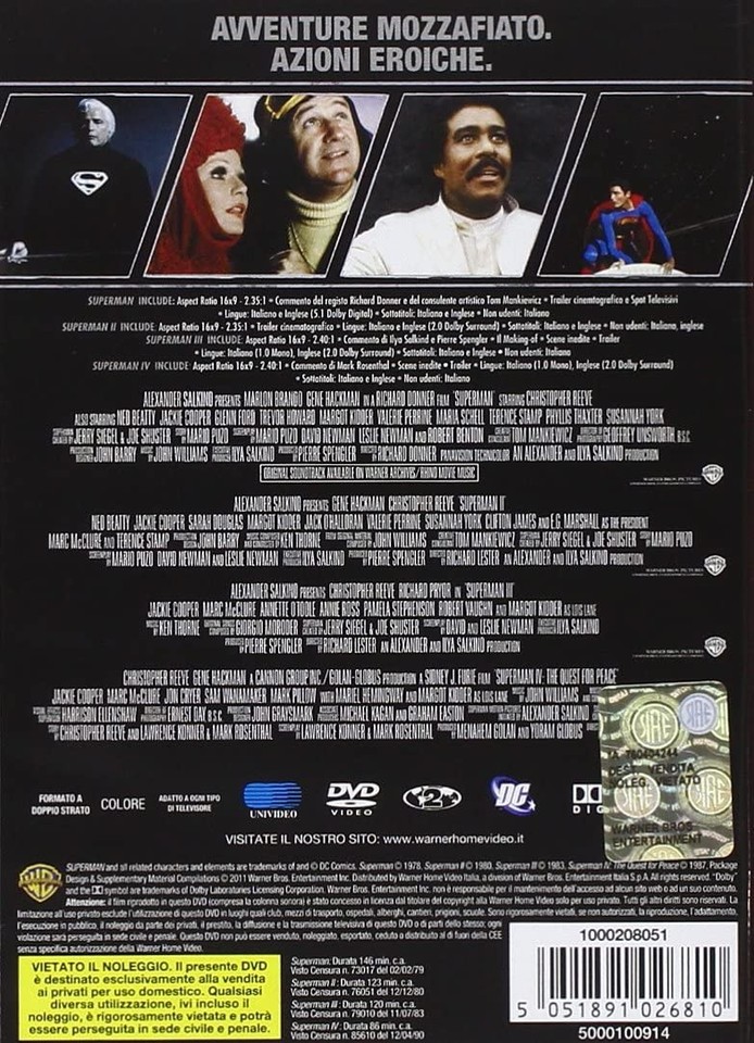 4 grandi film - Superman collection (DVD) Marlon Brando Gene Hackman ...