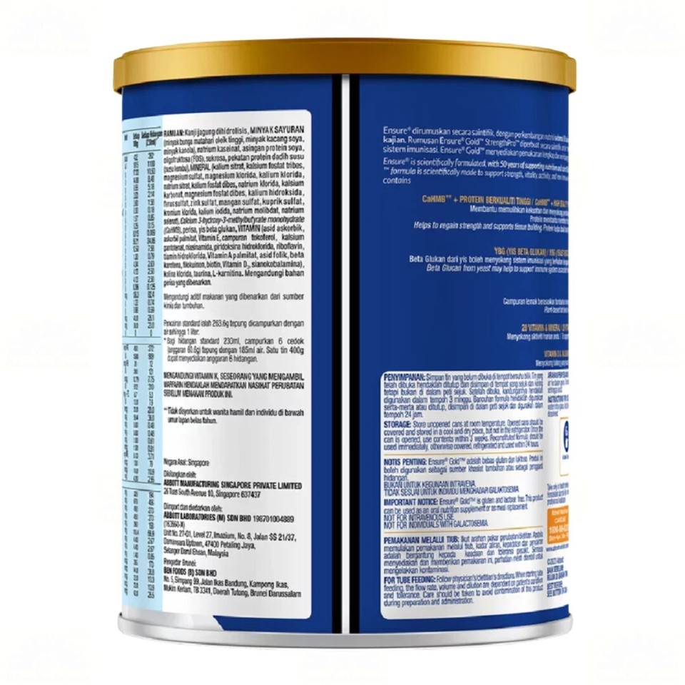 4 X Abbott Ensure Gold Vanilla Milk Powder 800g for Middle-Age ...