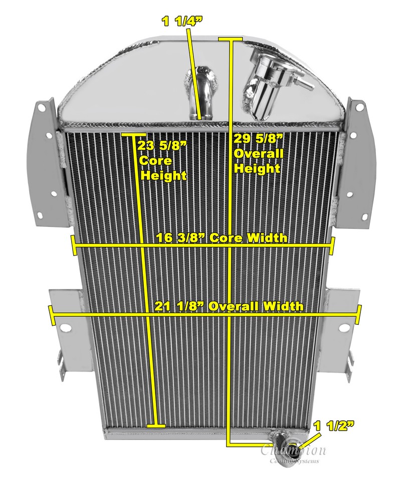 3 Row Perf Champion Radiator for 1934 35 1936 Chevrolet Pickup Factory ...